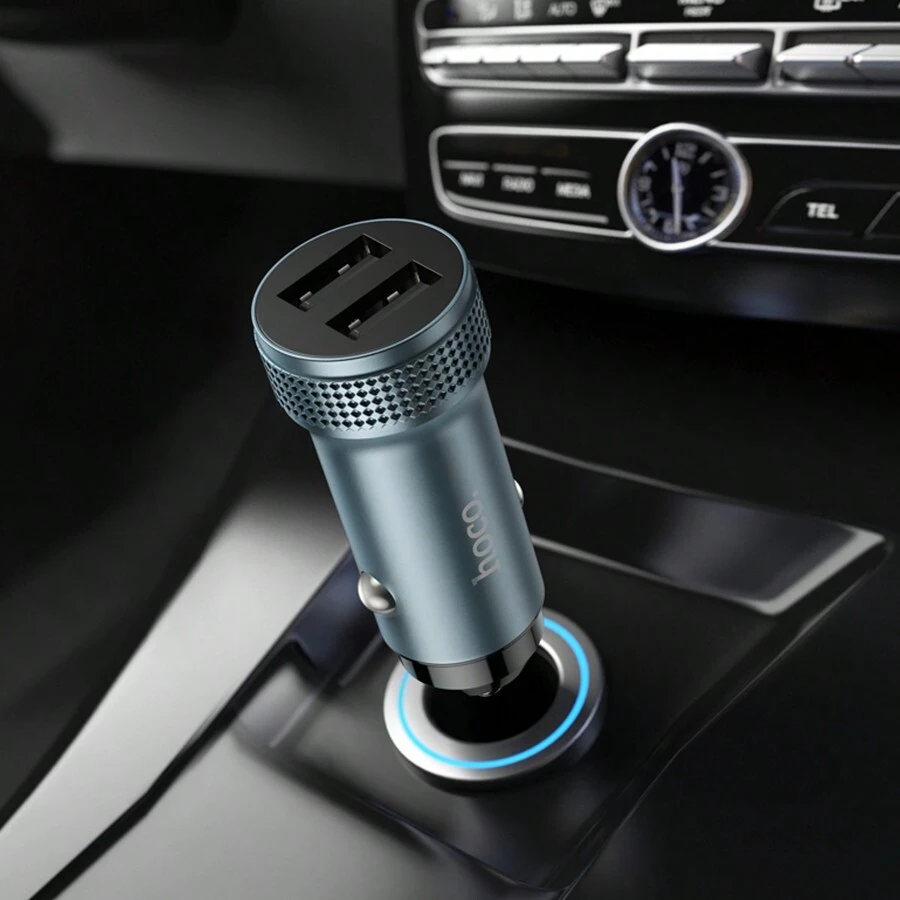 Dual USB Car Charger, Output 5V/2.4A, Aluminum Alloy + ABS Material for ...