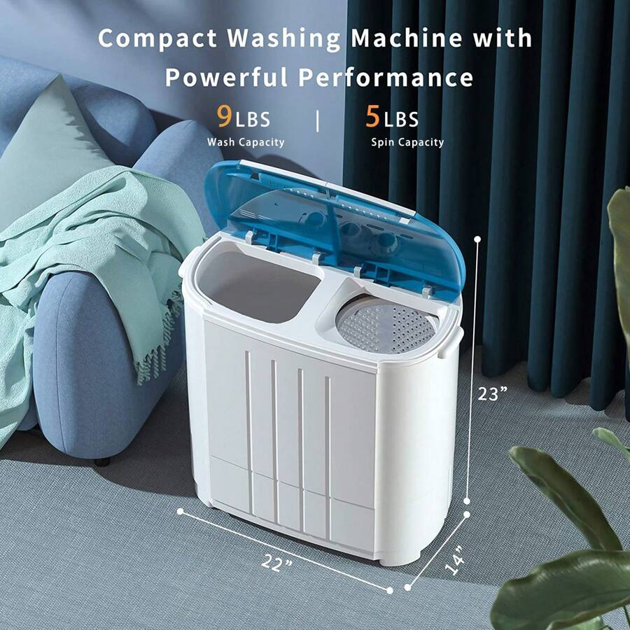 Portable Washing Machine, 14 Lbs Mini Twin Tub Washer Compact Laundry ...