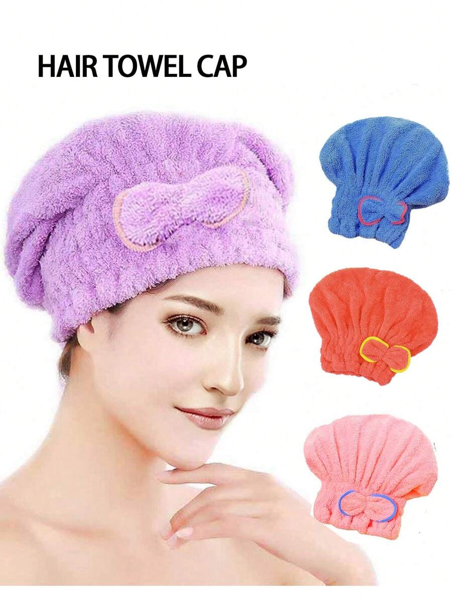 Bowknot Coral Fleece Quick Drying Cap, Strong Absorbent, Soft ...