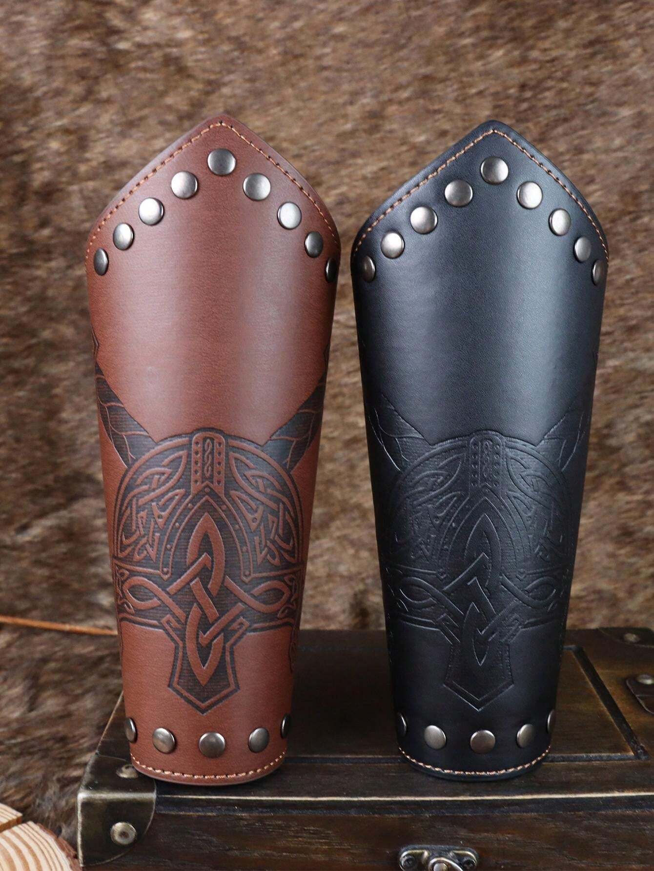 1PC Unisex Wrist Bracer Faux Leather Wide Wristguard Arm Guard ...