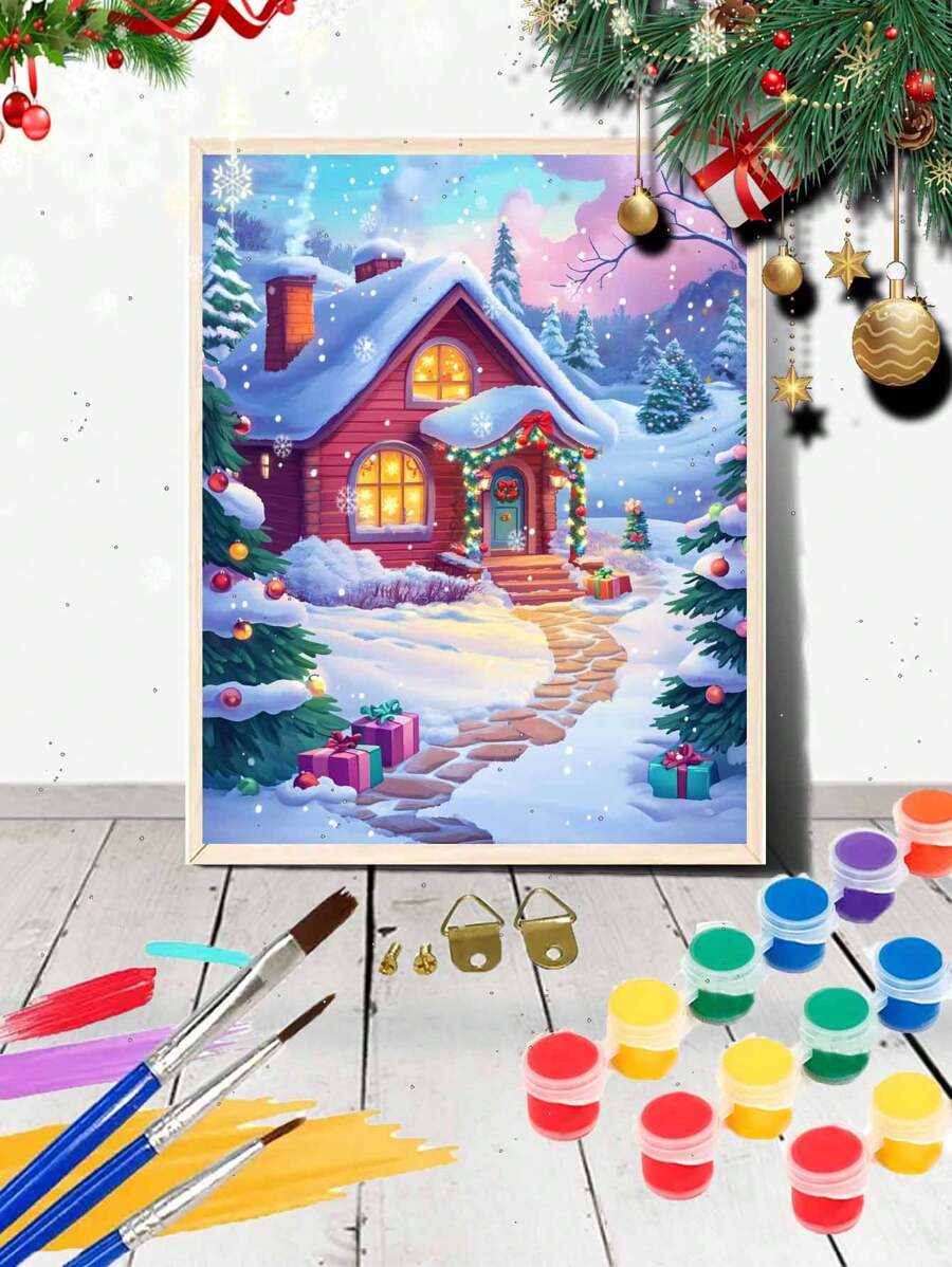 Casa de jengibre rosa 2024 - Fácil de comenzar: Pintura de números DIY ...