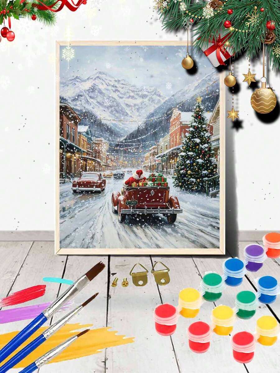 Santa Claus Driving Car 2024 Easy Start: DIY Digital Painting, Low ...