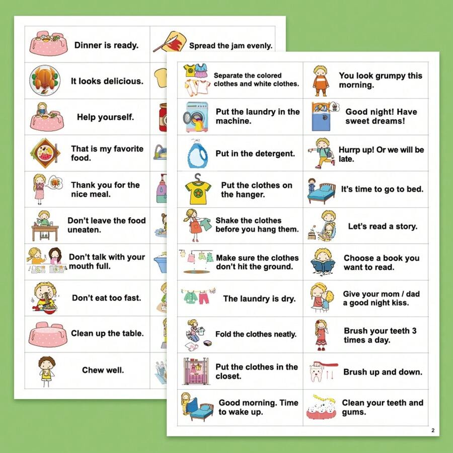 10 Sheets Kids Family Daily Sentences Stickers Common English ...