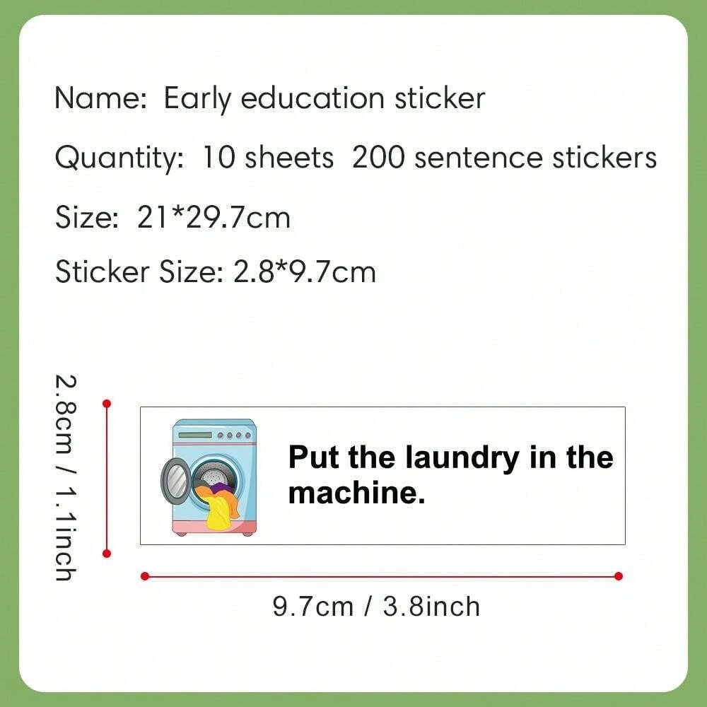 Sentences Stickers 200 Family My Daily Routines Stickers Common English ...