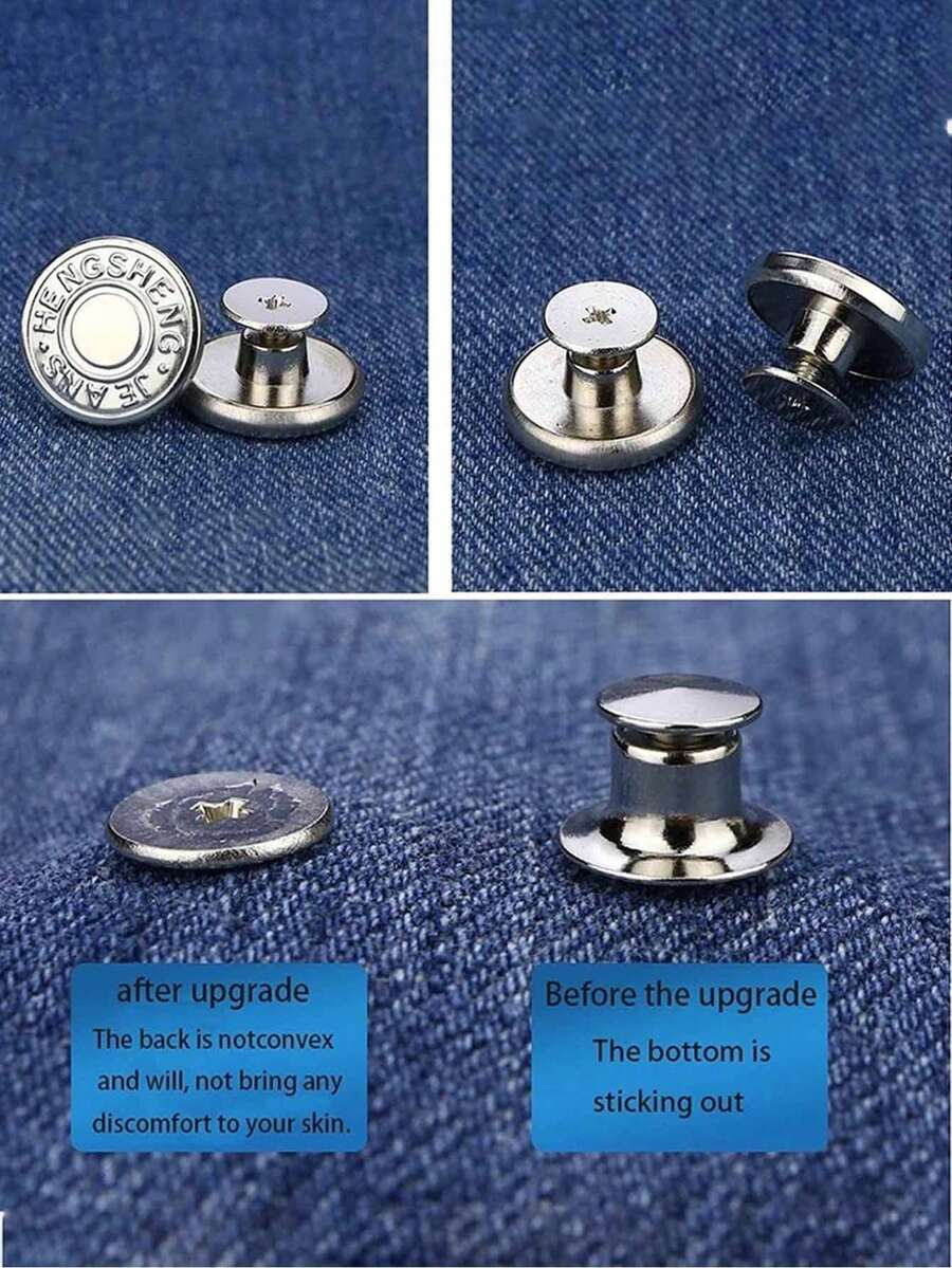 6pcs Combination Set No-Drill Adjustable Waist Button For Jeans, Metal ...