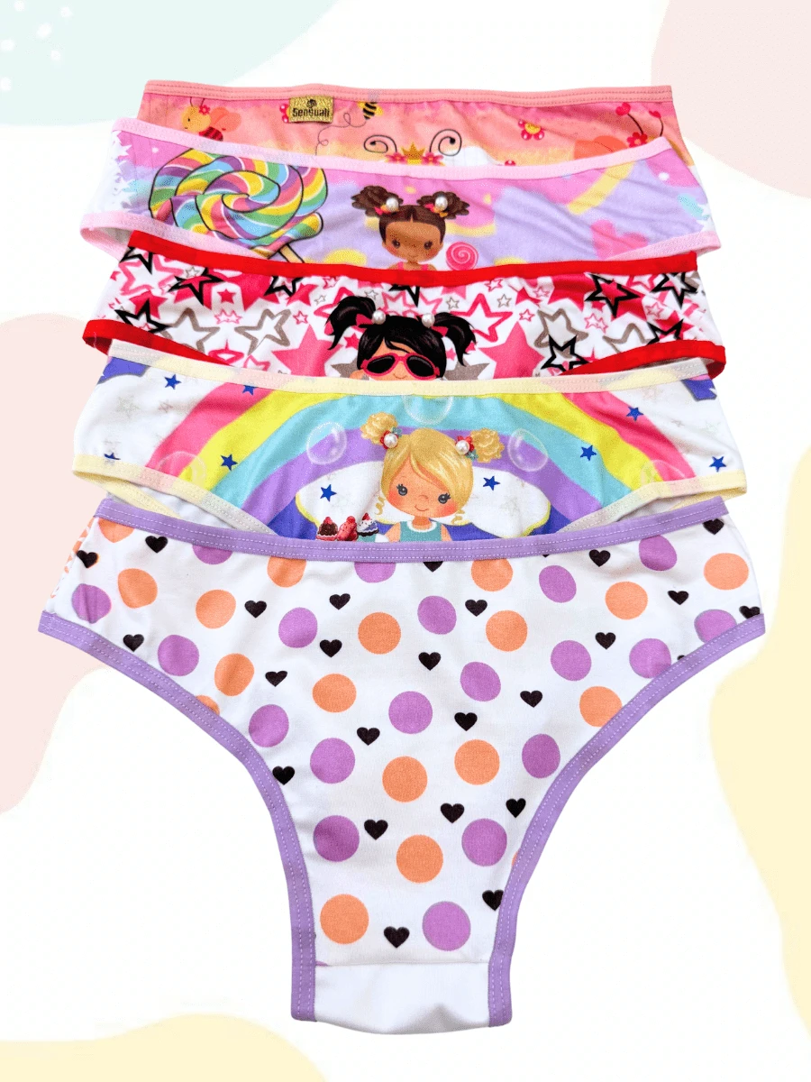 Children's Panties Kit 5 Units Pearl Girl's Panties 4 To 8 Years Old ...