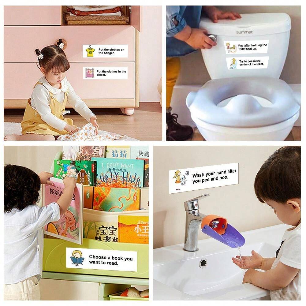10 Sheets Kids Family Daily Sentences Stickers Common English ...