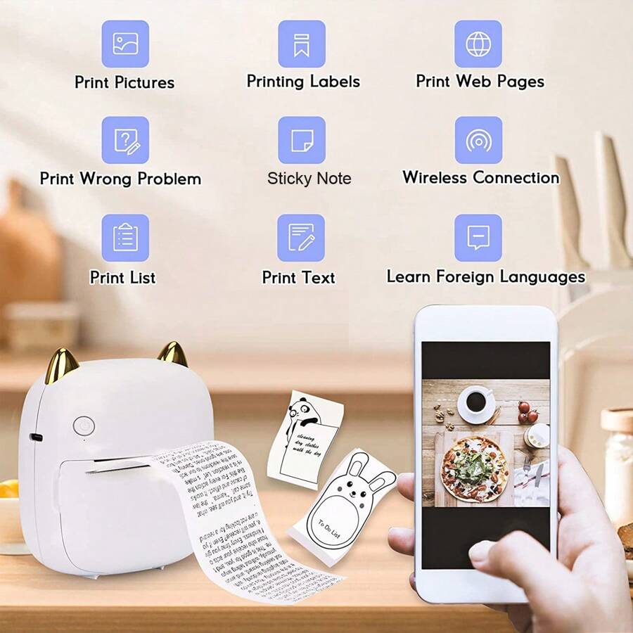 Mini stampante per adesivi, stampante portatile senza inchiostro con 6 ...