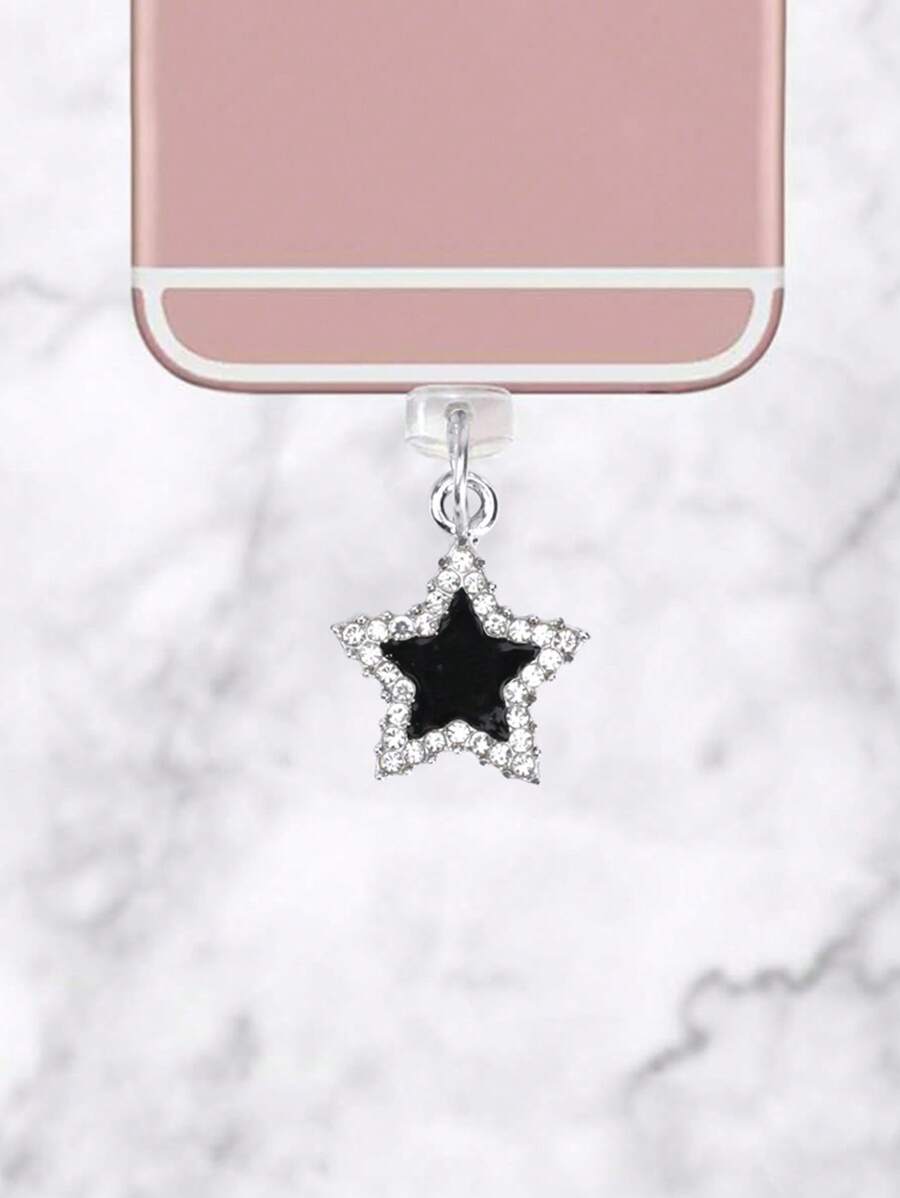 Diamond Five-Pointed Star Ornaments Dust Plug Charging Port Rubber Plug ...