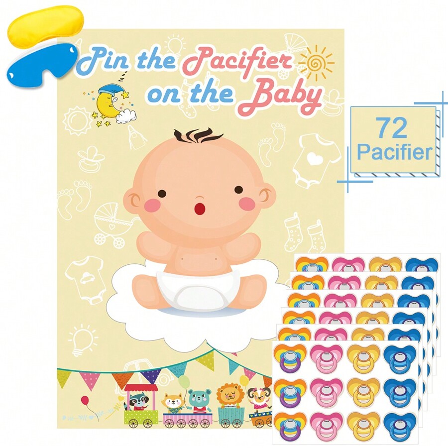 Pin The Pacifier On The Baby Game, Baby Pacifier Games Poster With ...