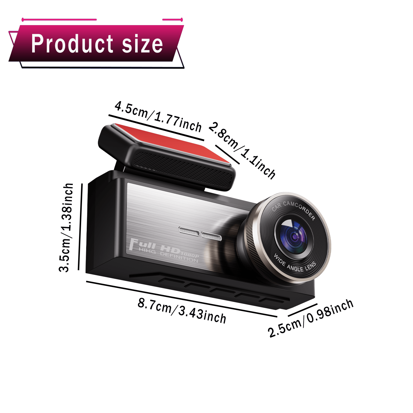 Caméra de tableau de bord HD 1080P avec 3 caméras intégrées à l'avant ...