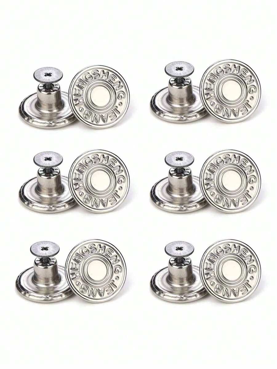 6pcs Combination Set No-Drill Adjustable Waist Button For Jeans, Metal ...