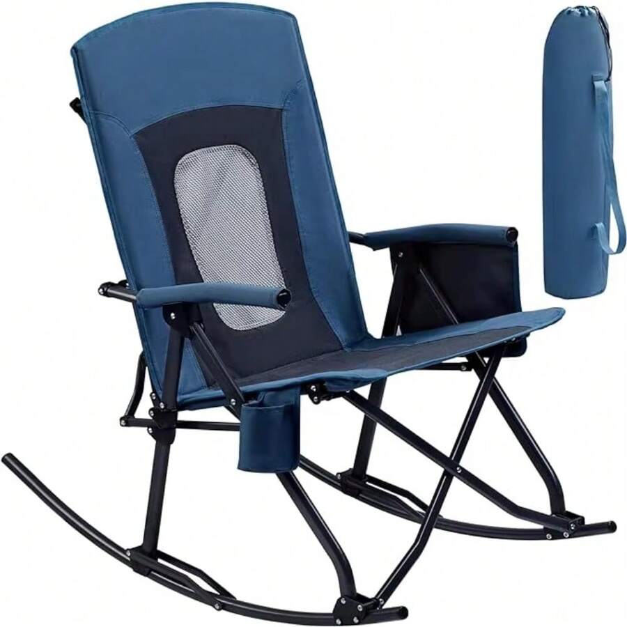 Oversized Folding Rocking Camping Chair Portable Outdoor Rocker With ...