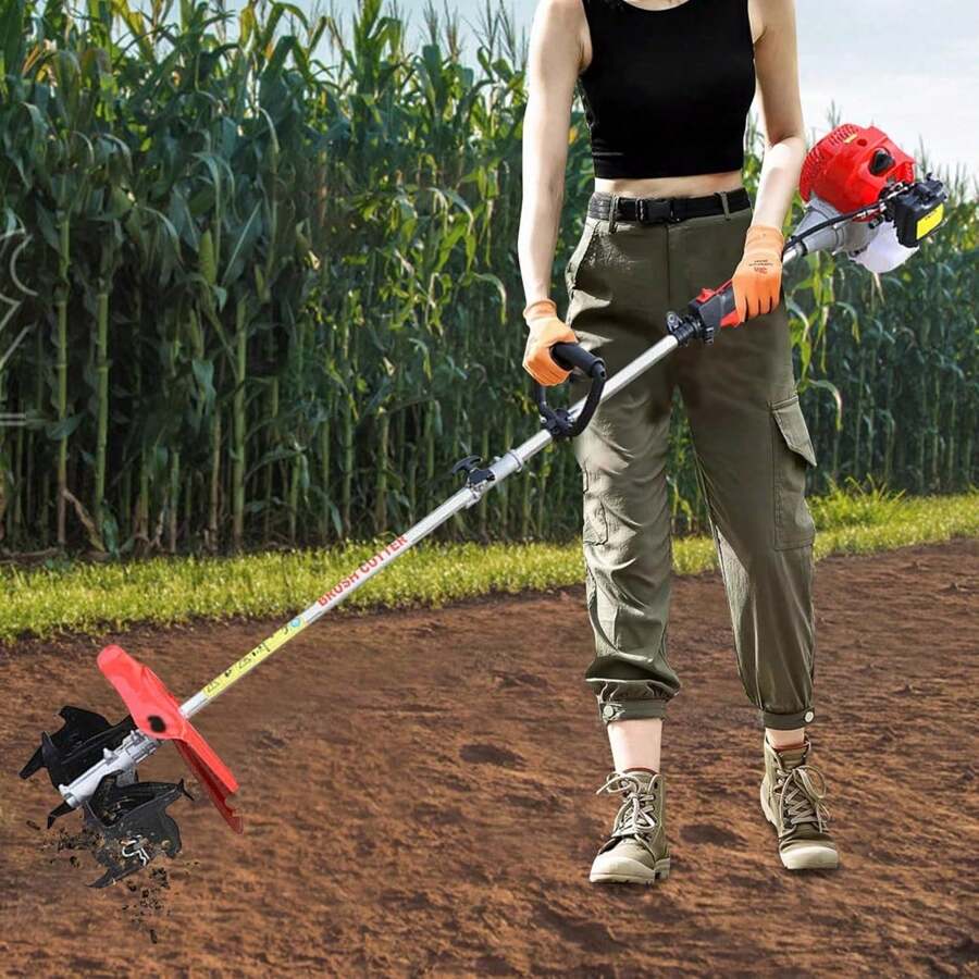 Cordless Mini Tiller Cultivator 42.7cc 2-Stroke Handheld Tiller ...