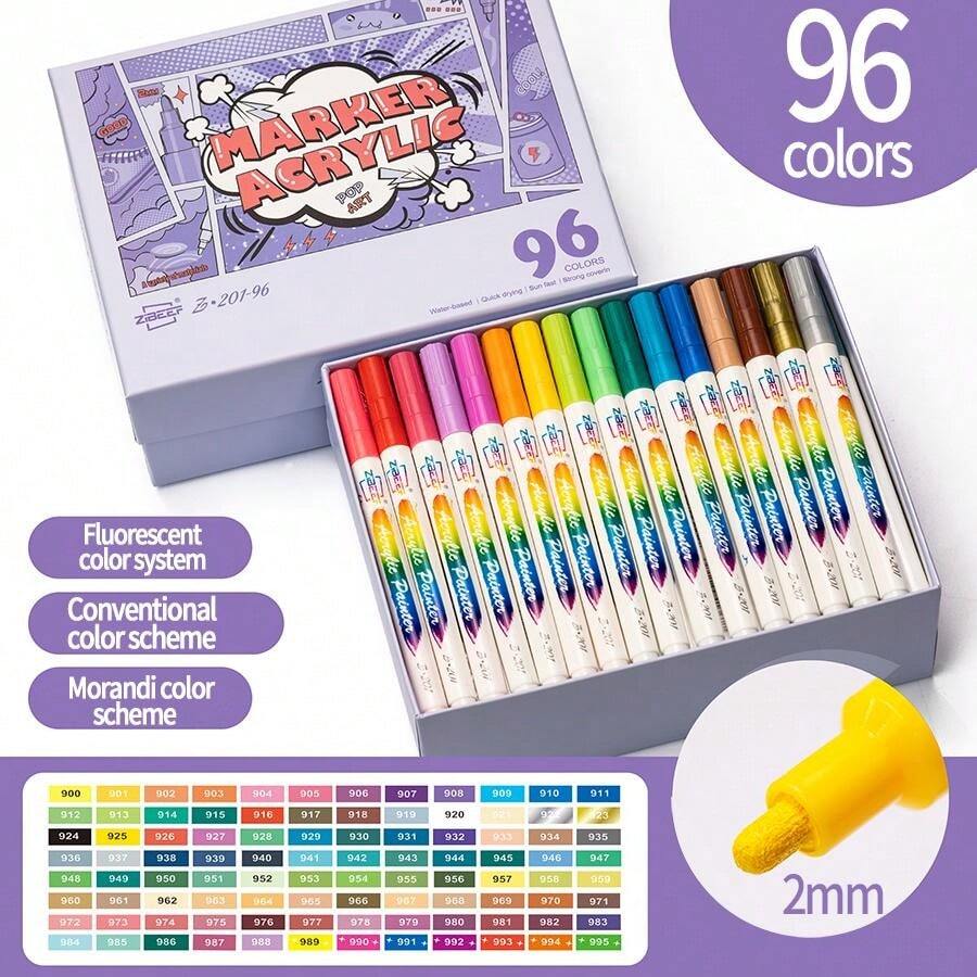 1pc 120/96/84/72/60/48/36/24/12 Colors Acrylic Marker Pen Set, Student ...
