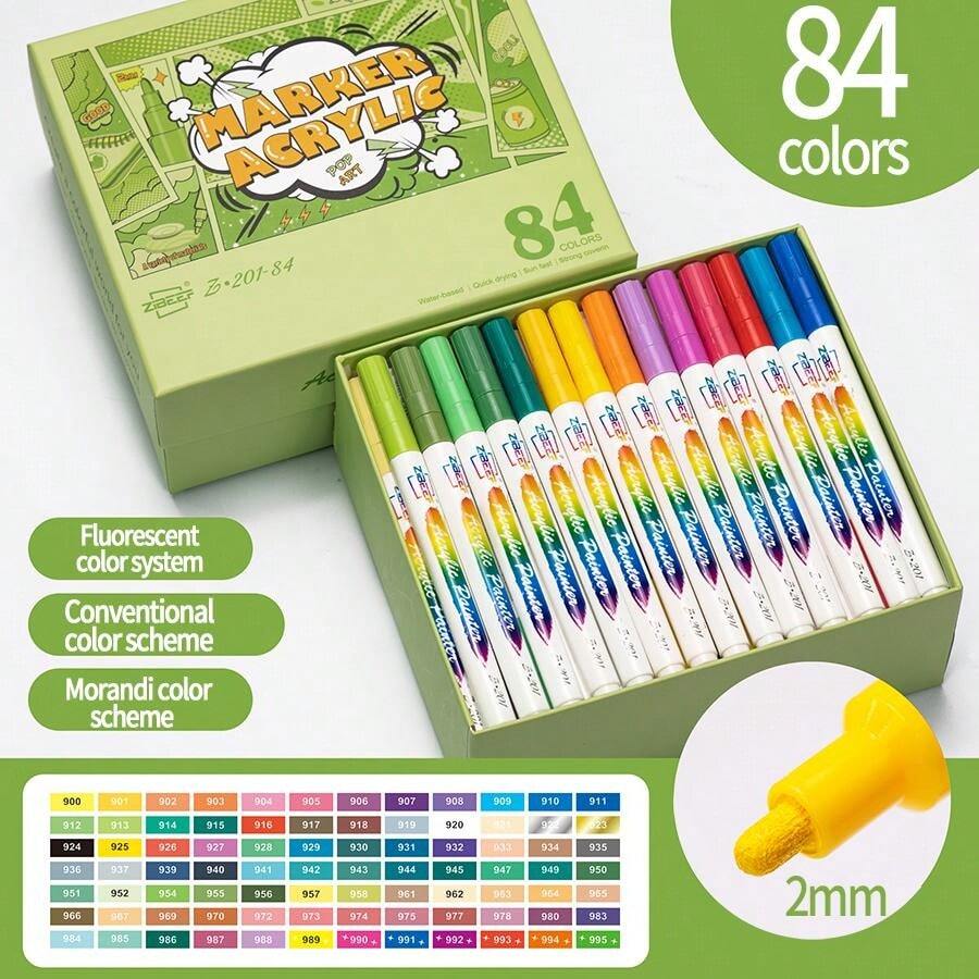 1pc 120/96/84/72/60/48/36/24/12 Colors Acrylic Marker Pen Set, Student ...