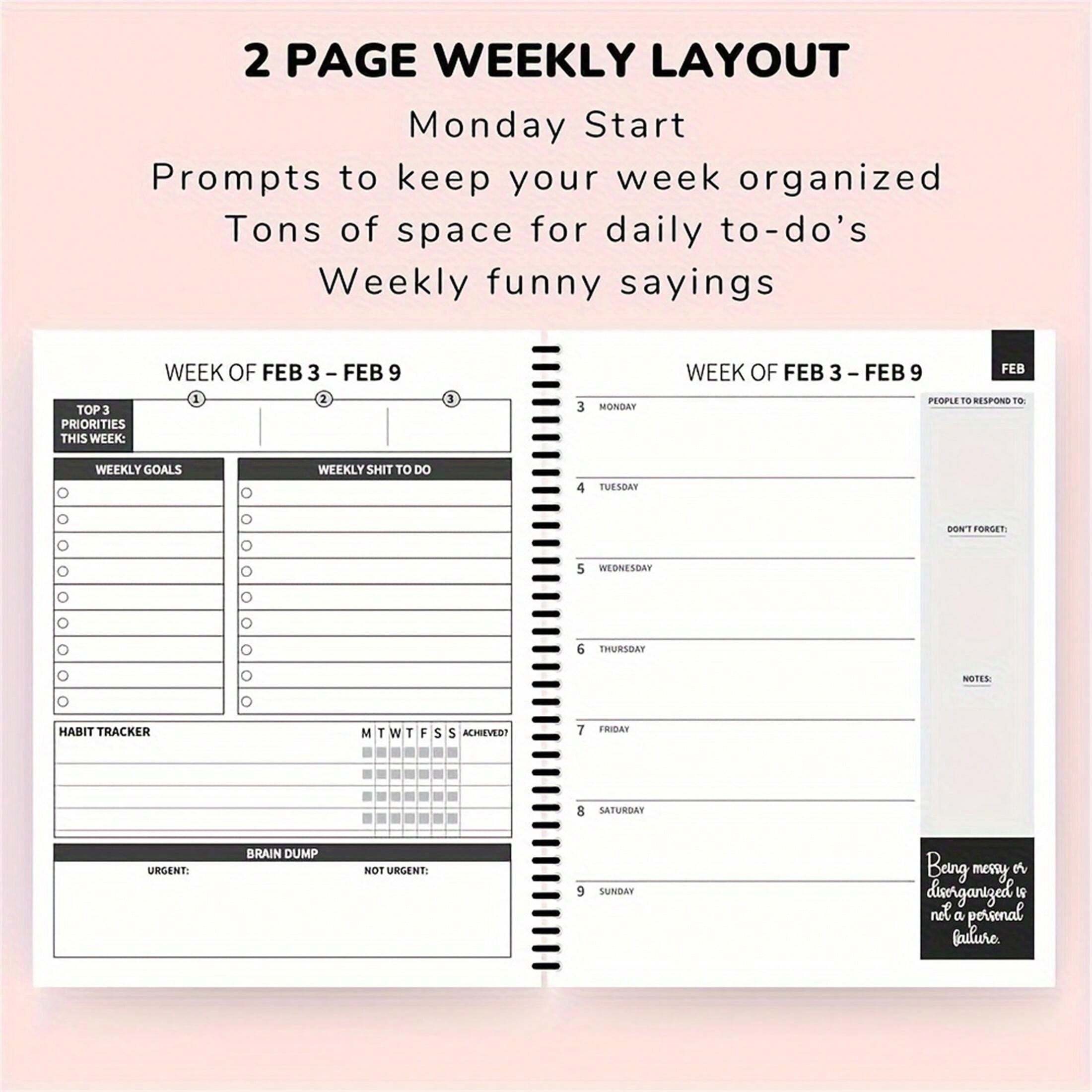 2025 ADHD Adult Planner With Humorous Quotes, Daily Organizational Tabs ...
