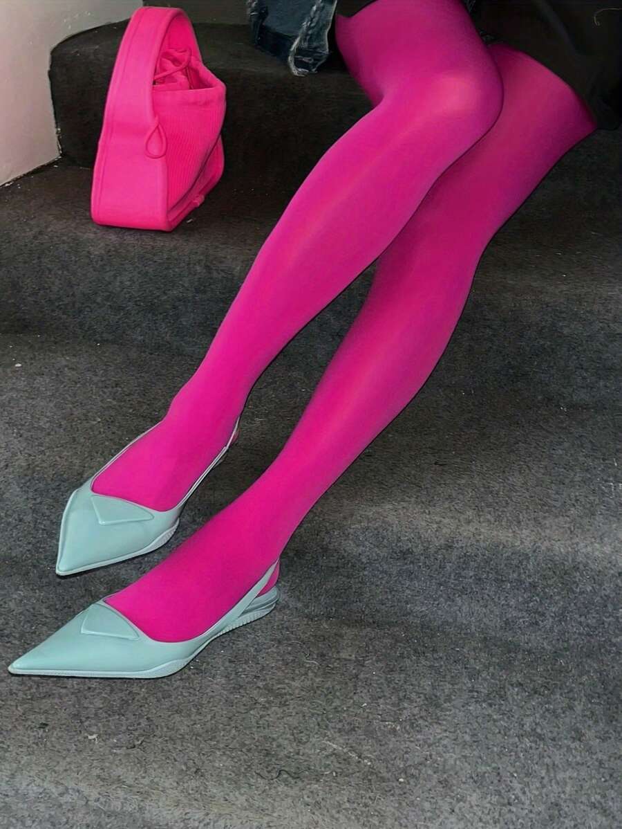 1 Pair Of Solid Opaque Slimming Tights, Stylish Slim-Fit Version Of ...