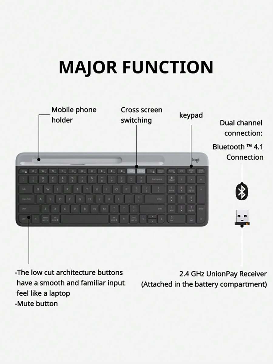 Logitech K580 Keyboard Wireless Bluetooth Ultra-Thin Silent Keyboard ...