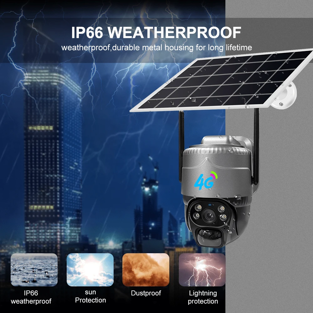 V380 Pro Solar Camera PIR Detectie PTZ Buiten Waterdichte ...