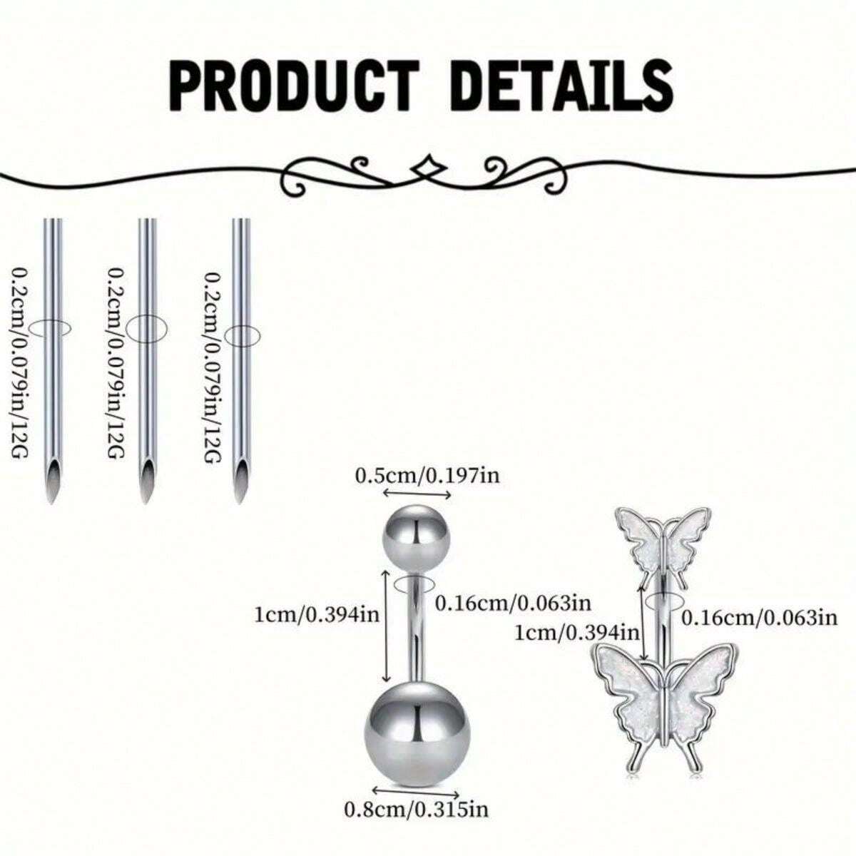 10-12pcs Belly Button Piercing Kit,14G Dangle CZ Belly Button Ring ...