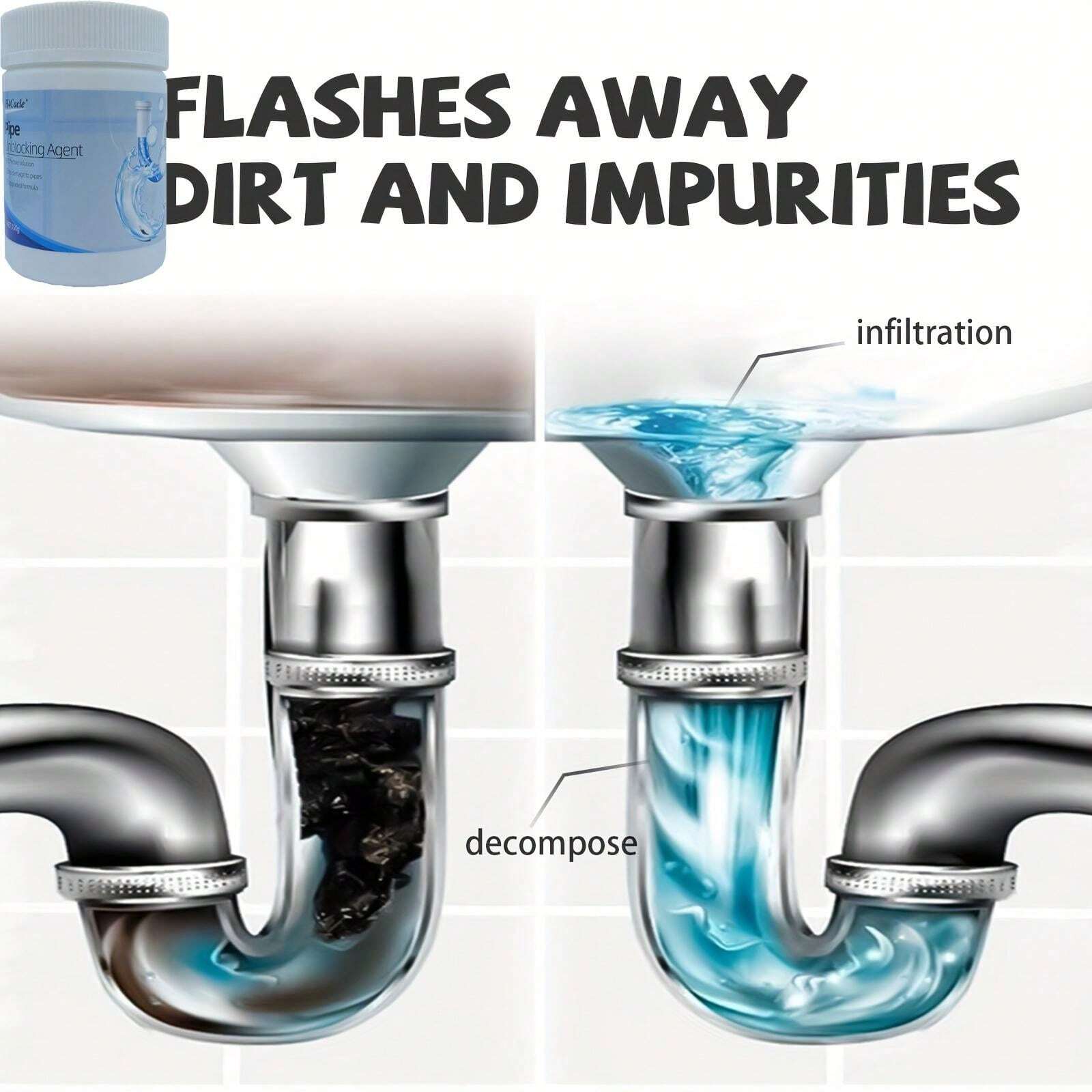 Drain Unclogging Agent Strong Dissolving Power Kitchen Toilet ...