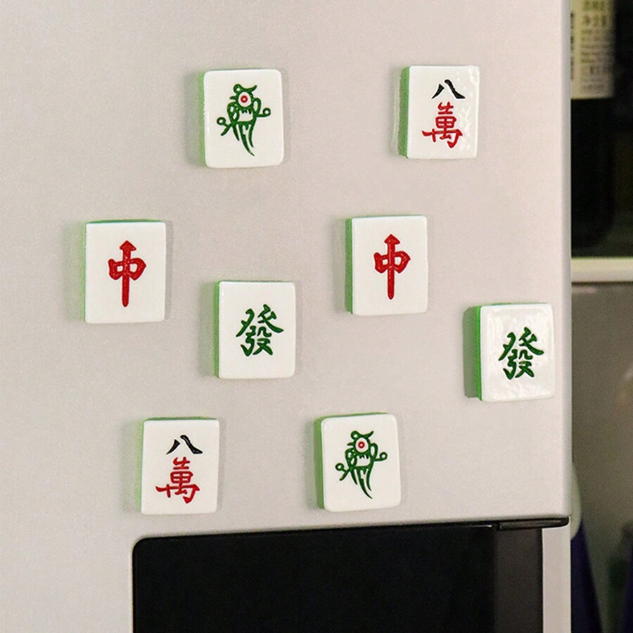 4pcs/Set Fridge Magnets, Mah-Jong Magnetic Stickers, Cute 3D Magnetic ...