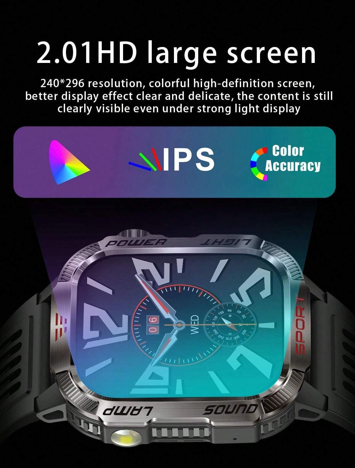 Jooeniok New Outdoor Sports Smart Watch 2.01 Inch Wireless Call 600 MAh ...