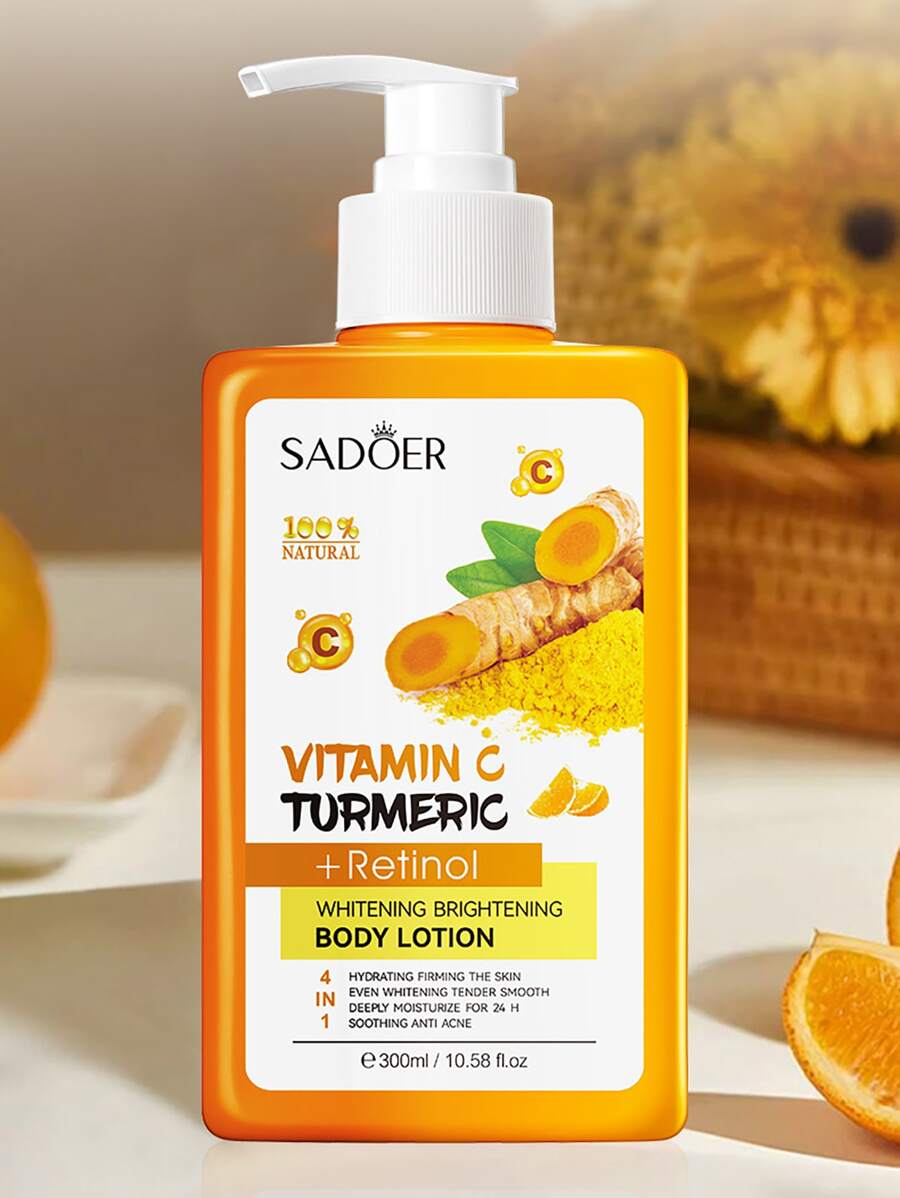 SADOER 300ml Turmeric & Vitamin C & Retinol Moisturizing Body Lotion, Firming Cream For Aging ...