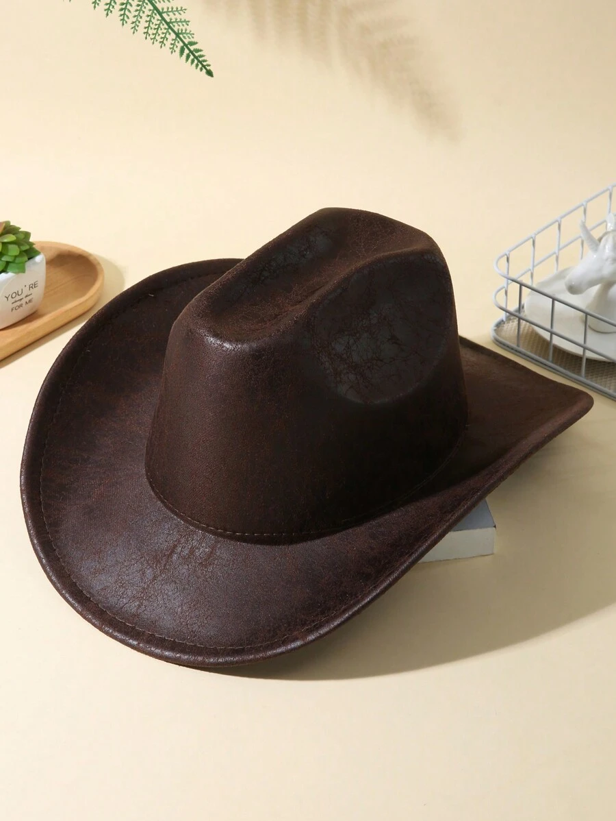 1pc Unisex Solid Boho Cowboy Hat Soft Felt Hat Jazz Panama Hat Ridge ...