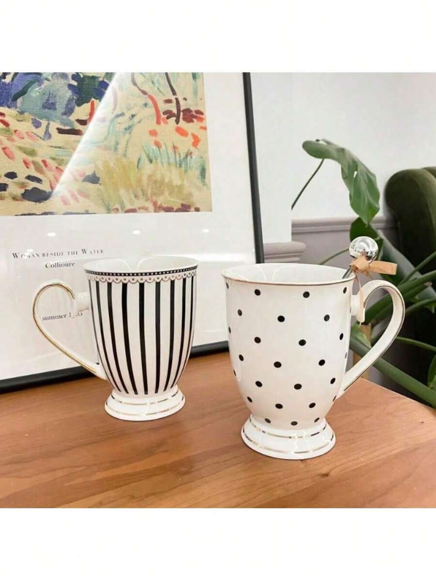 Spoon Gold Edge Milk Breakfast Mugs Coffee Cups Office Afternoon Tea ...