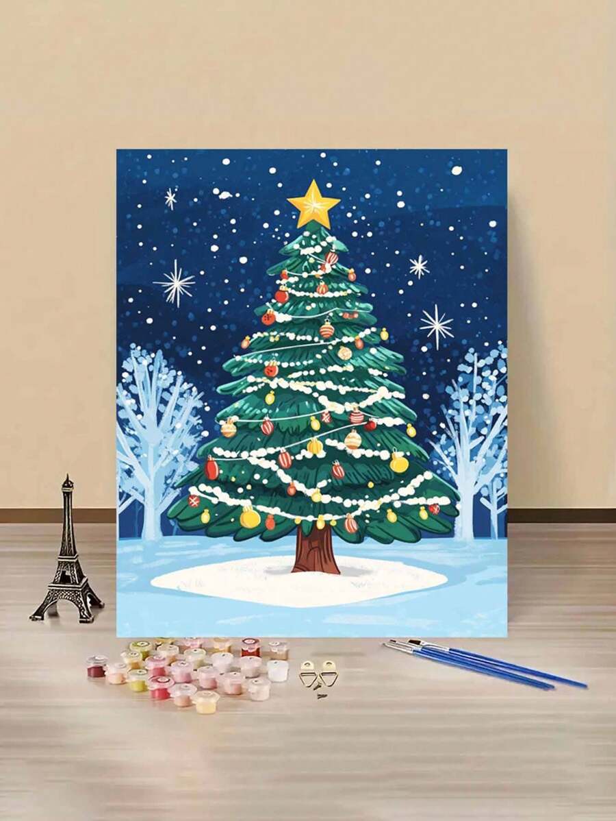 Cyfrowy obraz z choinką w stylu kreskówki, odpowiedni do dekoracji ...