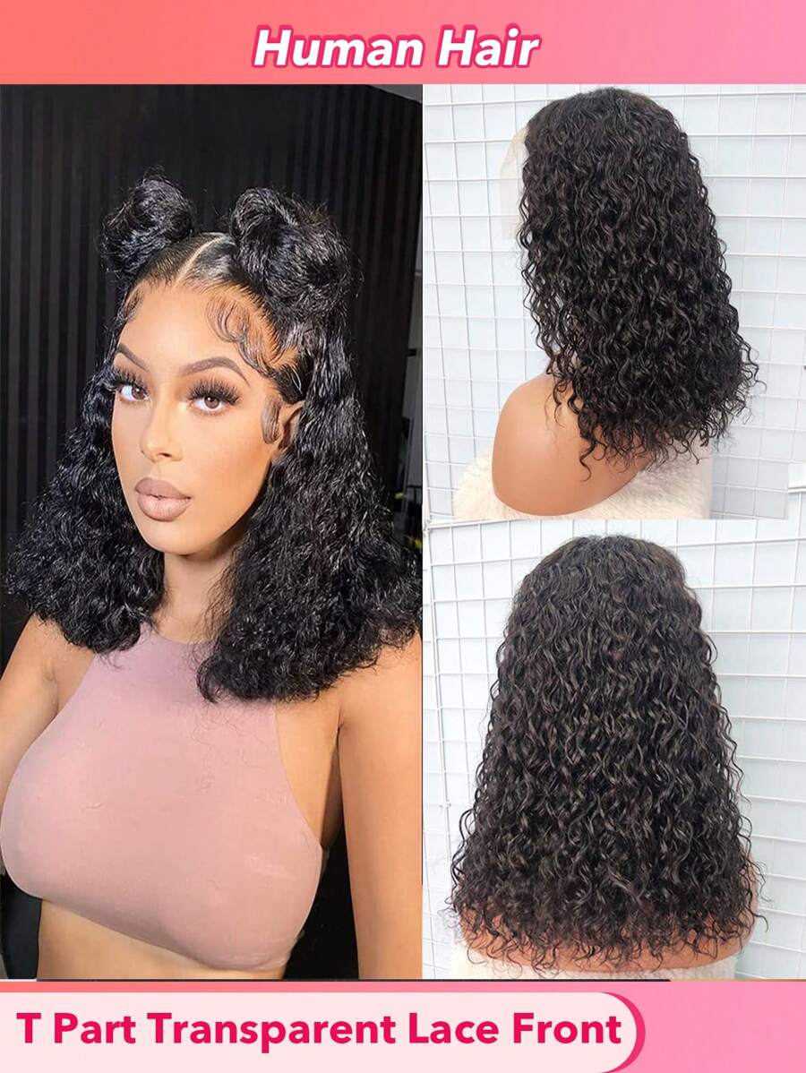 Bob Wigs Human Hair Wet And Wave Lace Front Short Curly Wigs For Black ...