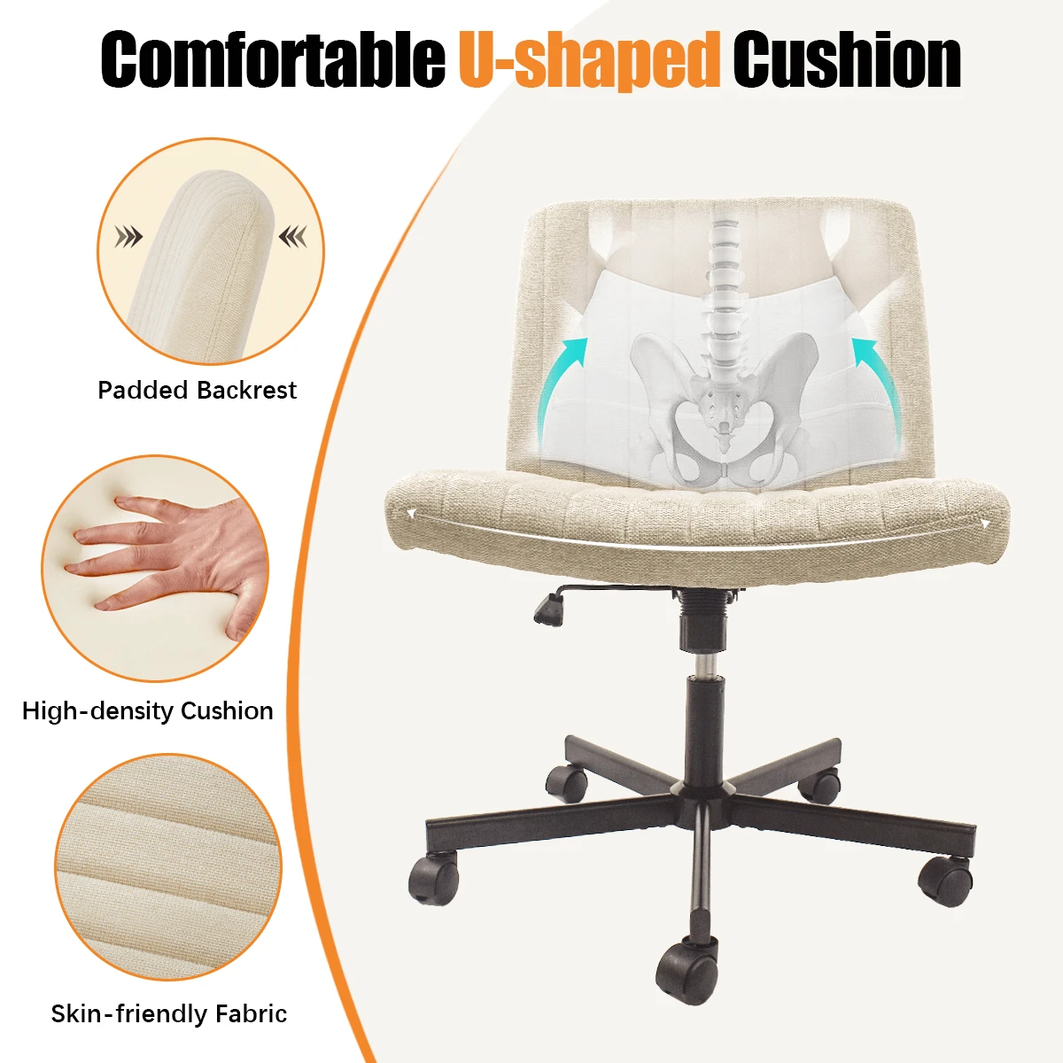 AIRFUN Joyfinity Criss Cross Chair With Wheels, Extra Wide Cross Legged ...