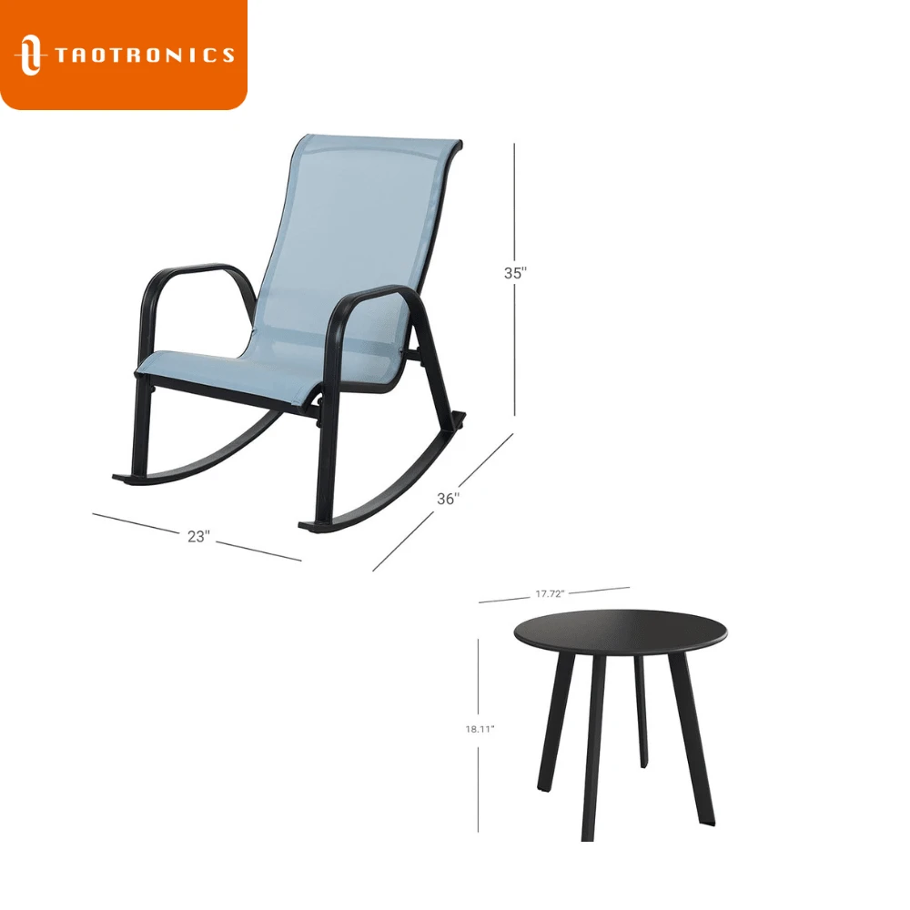 TaoTronics 3-Piece Outdoor Bistro Set, 2-Piece Mesh Sling Rocking ...