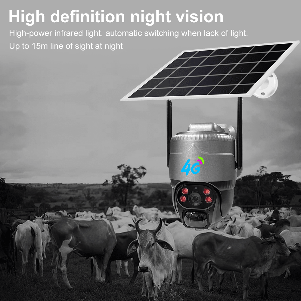V380 Pro Solar Camera PIR Detection PTZ Outdoor Waterproof Surveillance ...