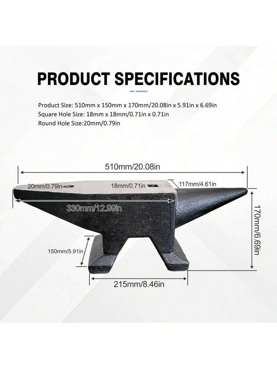 66Lbs Cast Steel Anvil, High Hardness Rugged Round Horn Anvil ...