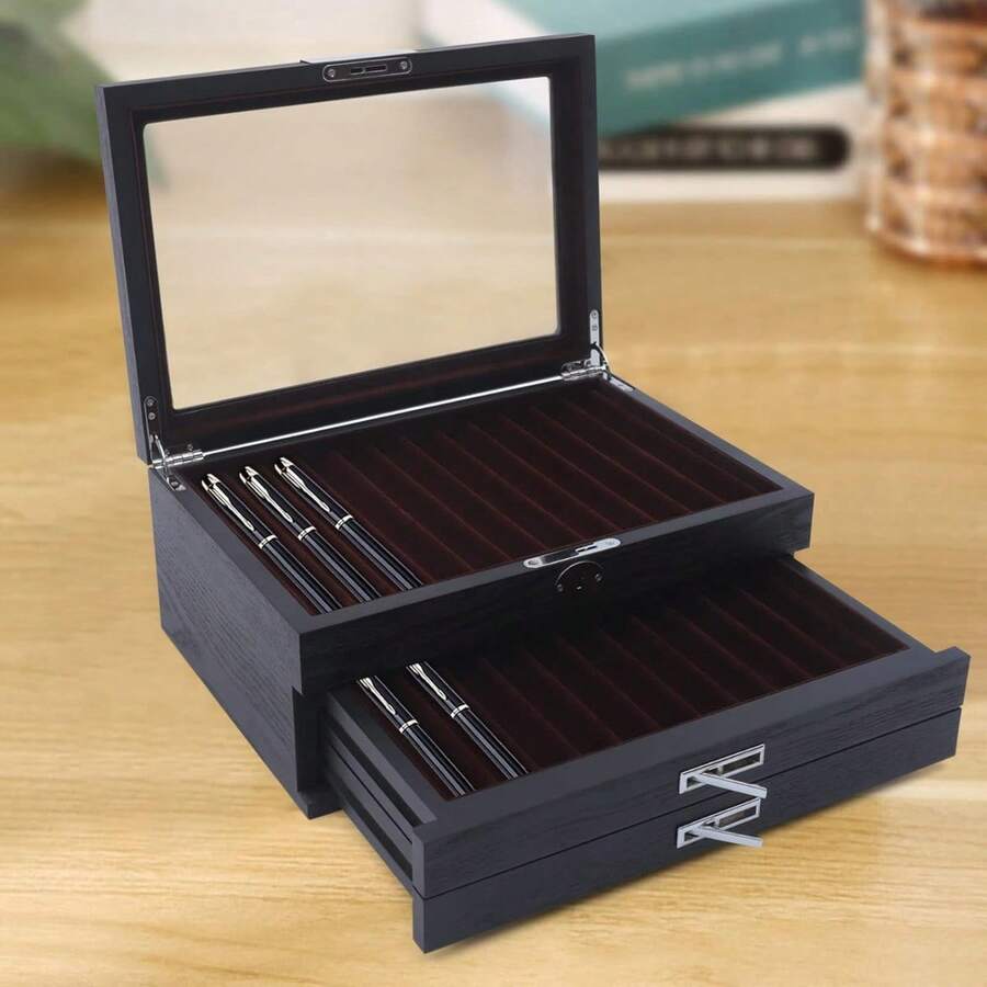 CNCEST 34 Piece Wood Pen Display Box Pen Storage Organizer Box Fountain ...