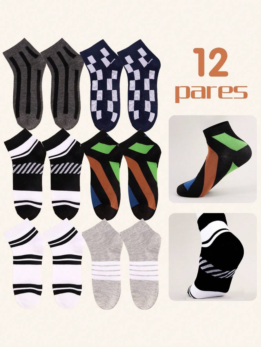 12Pares Calcetines Tobilleros para Hombres de Color Mexicanos Calcetas ...
