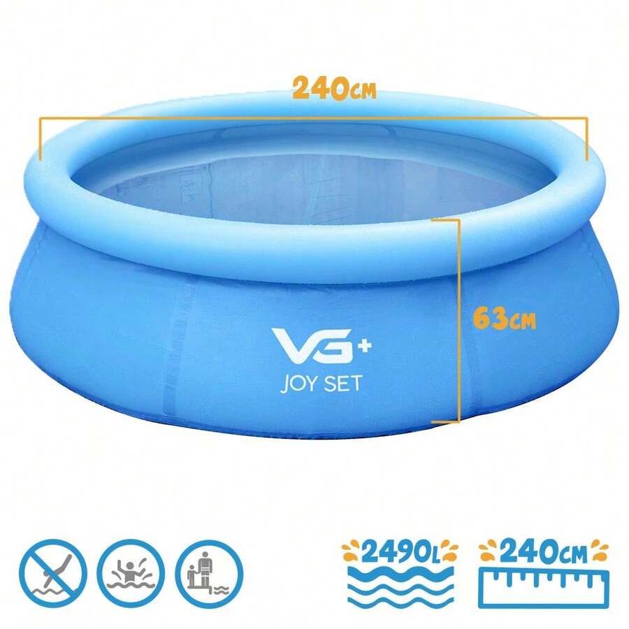 VG Plus Joy Set Inflatable Pool 2490L Circular 240cm Blue VG Plus | SHEIN USA