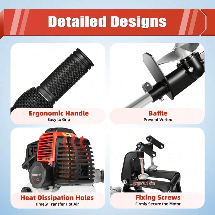 2 Stroke 2.3HP Outboard Motor Kayak Boat Engine Long Shaft Air Cooling ...