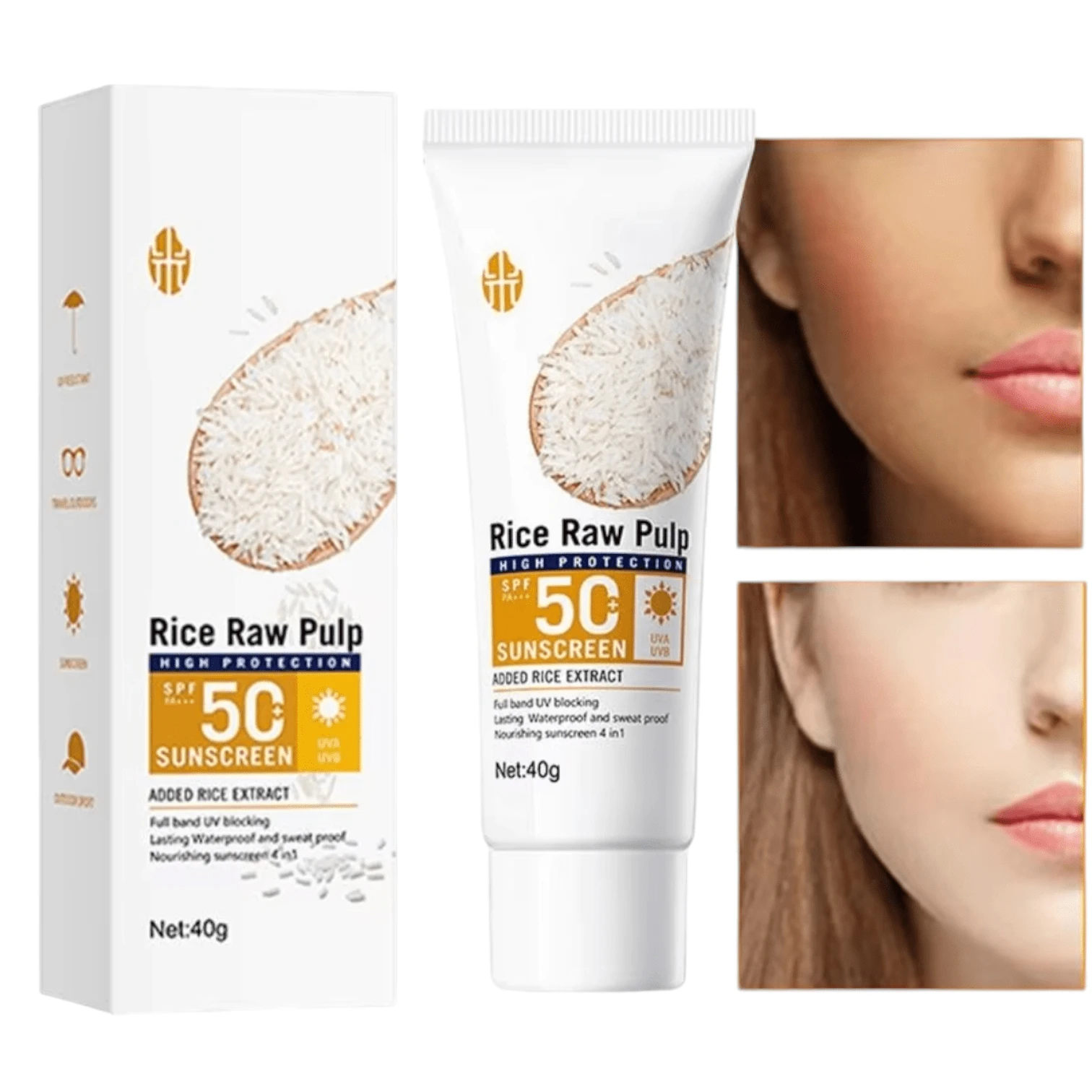 Sunscreen With BIOAQUA RICE EXTRACT Anti-Wrinkle SPF 50+ Moisturizes ...