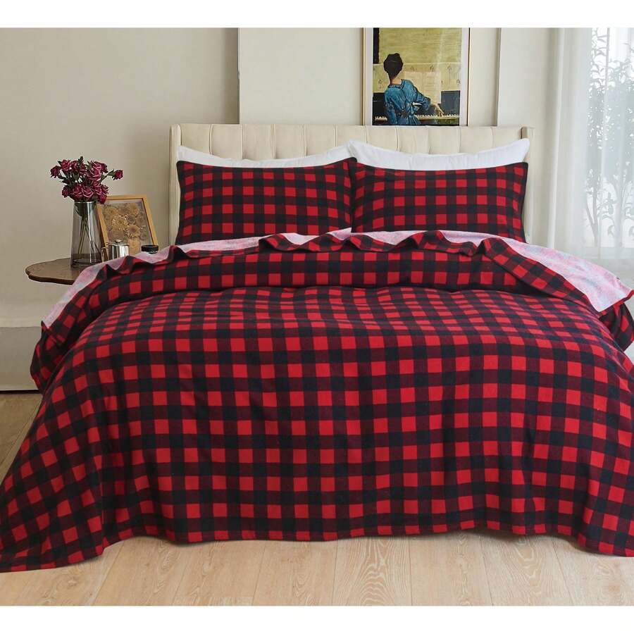 Mocassi Buffalo Checkered Pattern - 100% Turkish Cotton Flannel, 4 ...