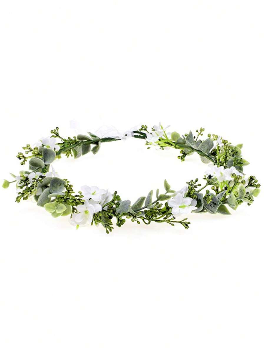 1pcs Bridal Green Leaf Crown Bohemian Headpiece Floral Headband Photo ...