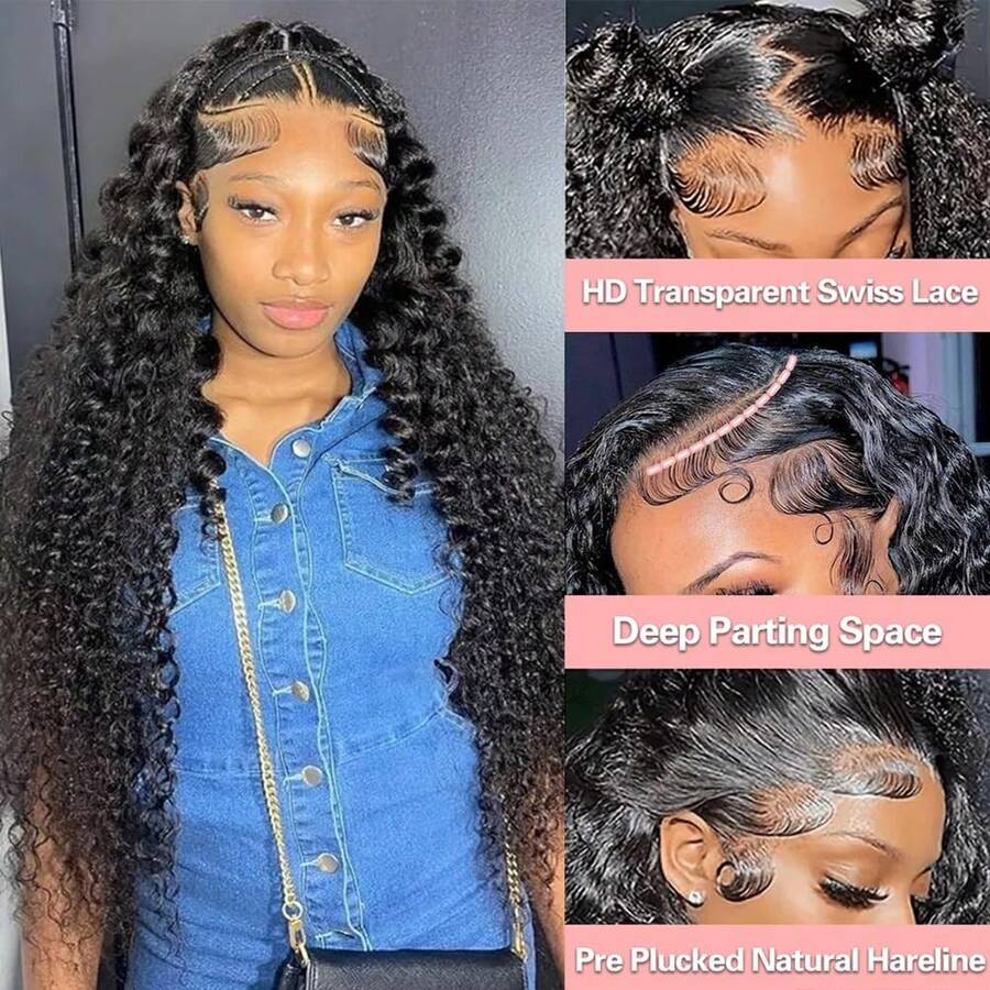 HD Transparente Deep Wave Lace Front Wigs Cabelo Humano 13x4 13x6 Lace Front Wigs Para 180 ...