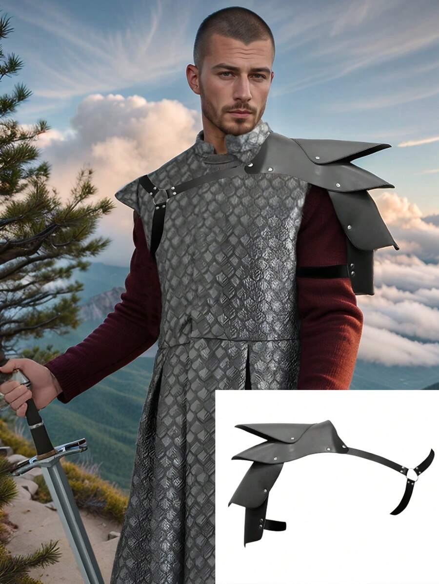1pc Medieval Shoulder Armor, Medieval PU Leather Pauldron, Adjustable ...