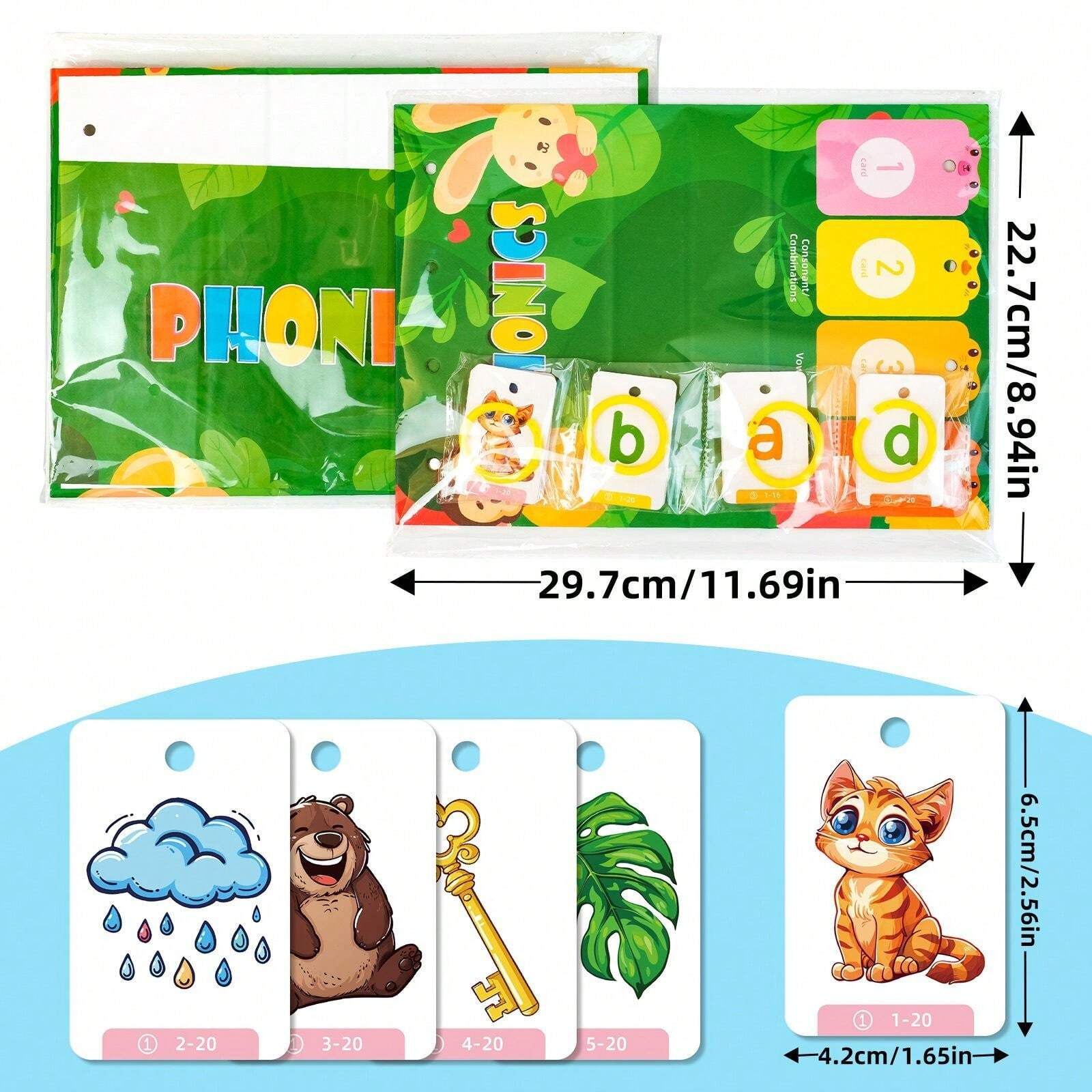 80 PCS CVC Phonics Cards, English Words Game, Phonic Games Freestanding ...