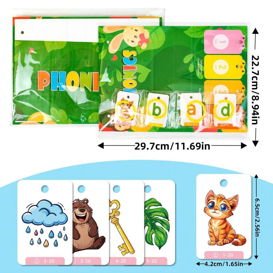 80 PCS CVC Phonics Cards, English Words Game, Phonic Games Freestanding ...