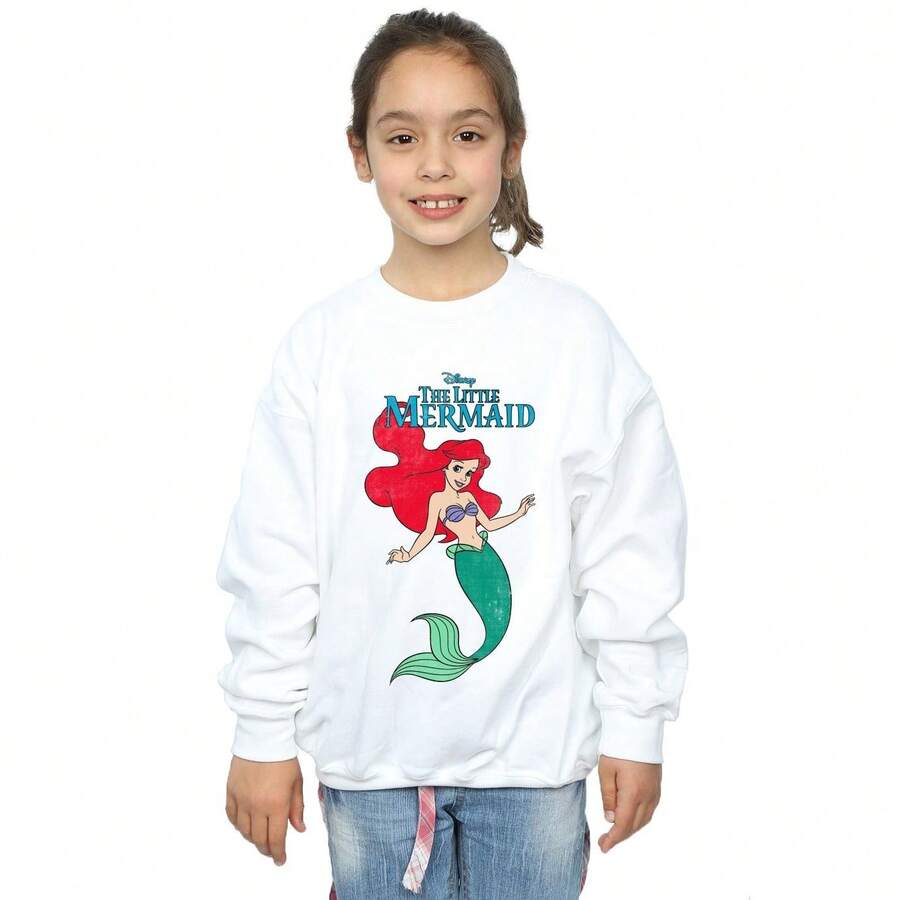 Disney Disney Girls The Little Mermaid Line Ariel Sweatshirt (White ...