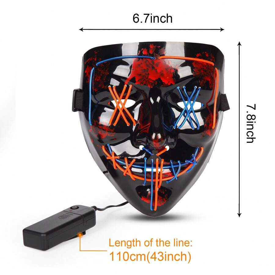 2-Pack LED Skeleton Mask And Glow Gloves Set - Light-Up Scary Purge ...